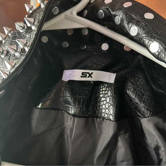 Jackets & Coats | Sx Black Leather Jacket With Silver Studs | Poshmark
